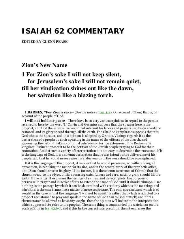Isaiah 62 Commentary Isaiah 62 Commentary