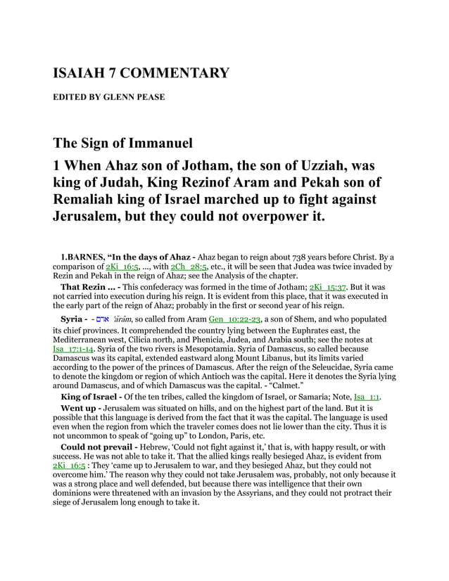 Isaiah 7 commentary | PDF