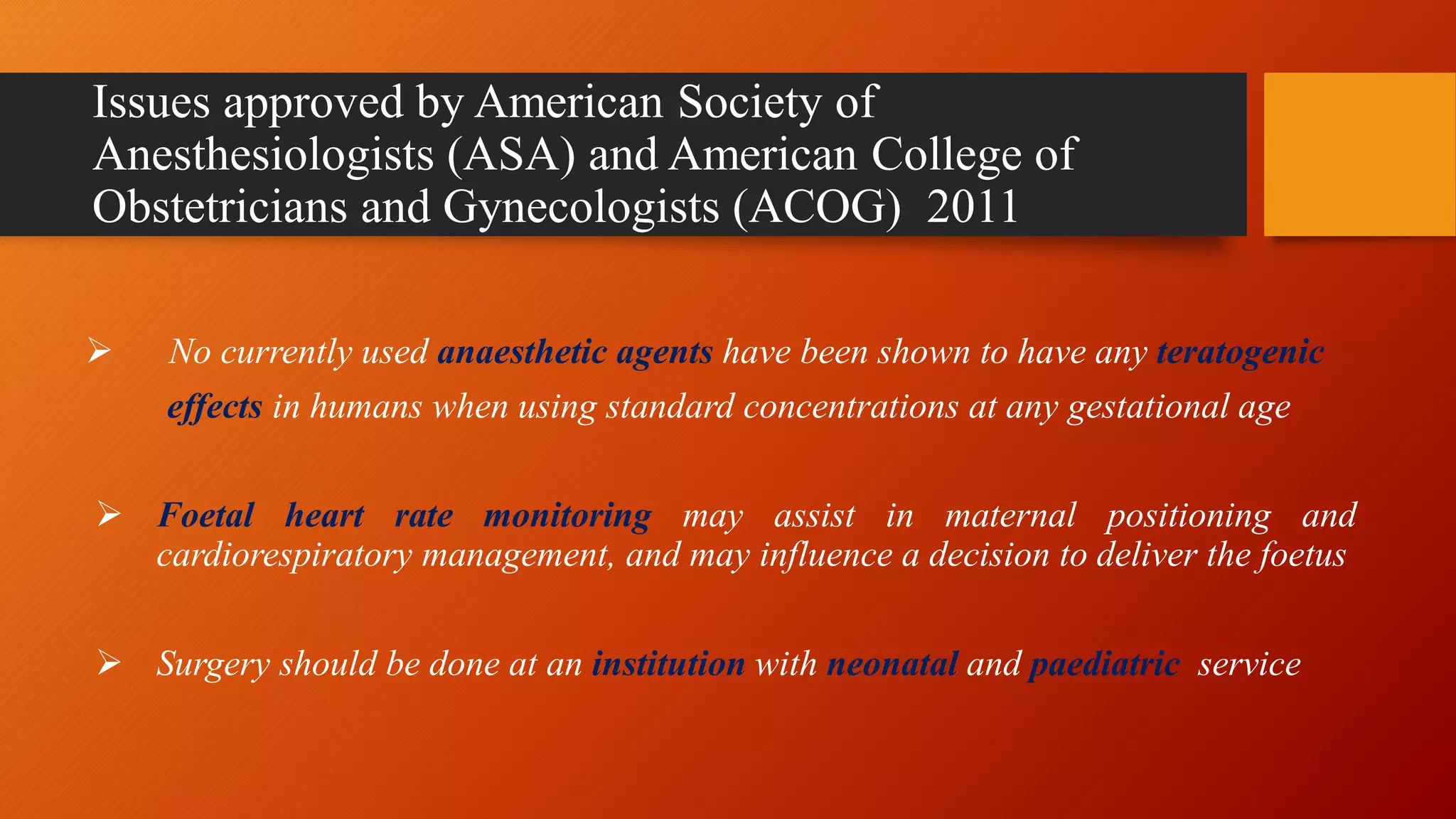 Anesthesia for non Obstetric Surgery in Pregnancy | PDF