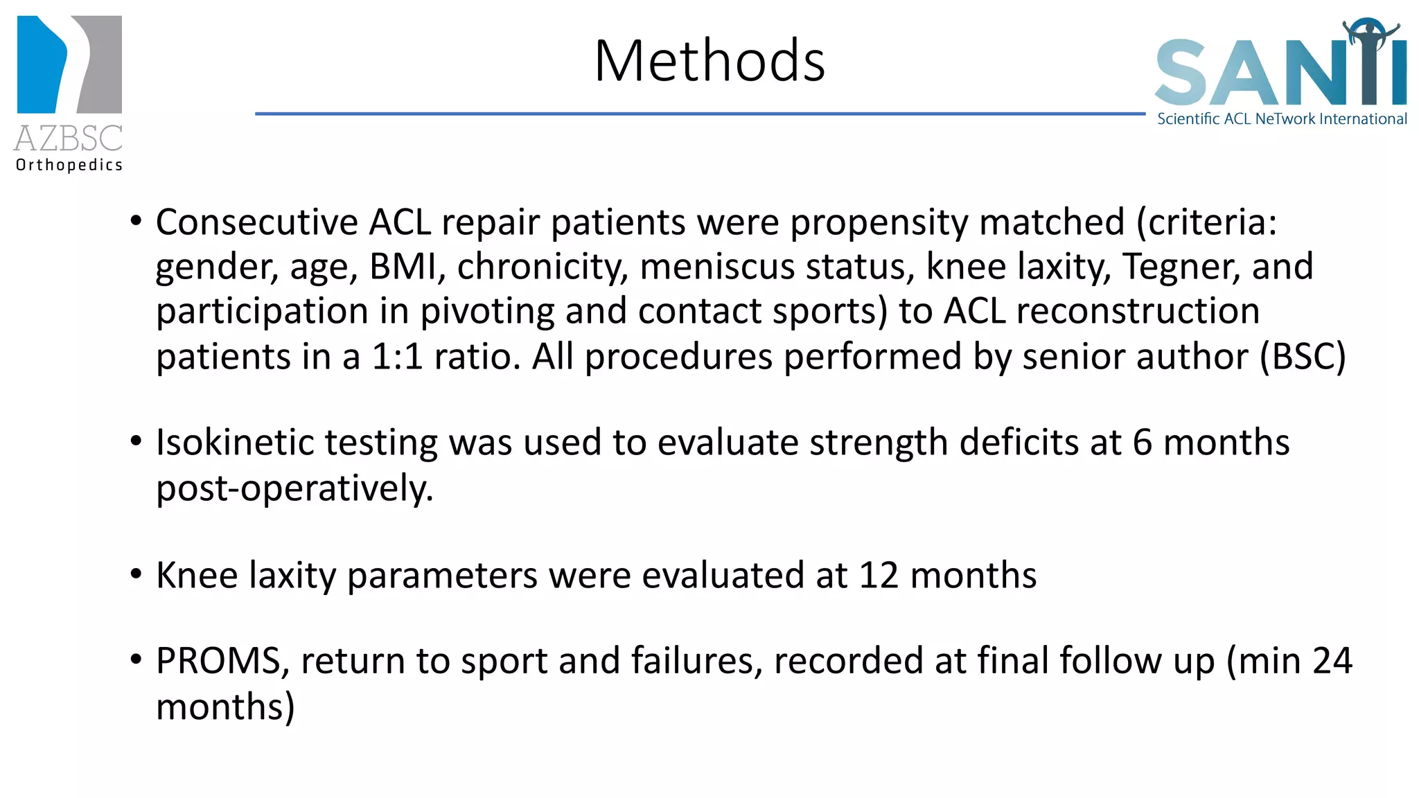 ACL Repair Vs Reconstruction, AZBSC Orthopedics, Scottsdale, AZ | PDF