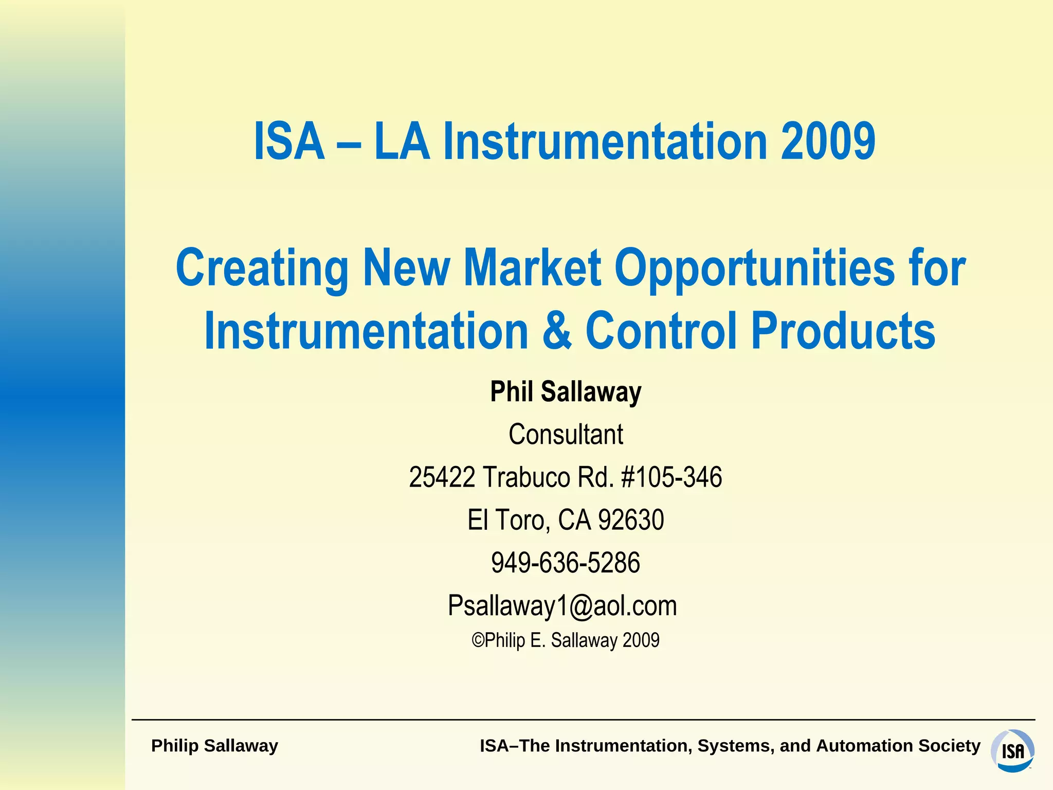 ISA LA Instrumentation2009handout | PPT