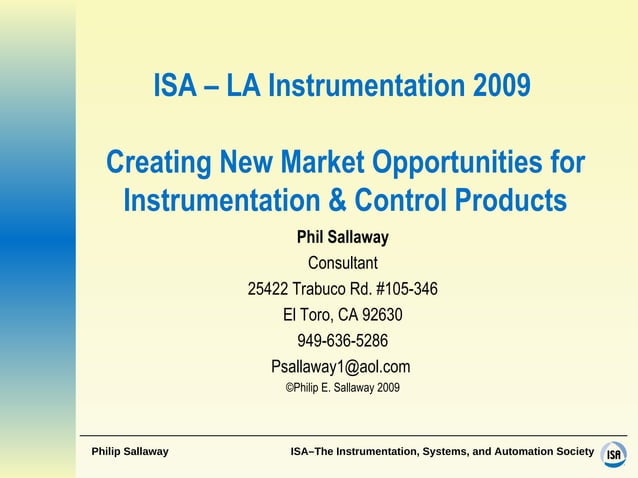 ISA LA Instrumentation2009handout | PPT