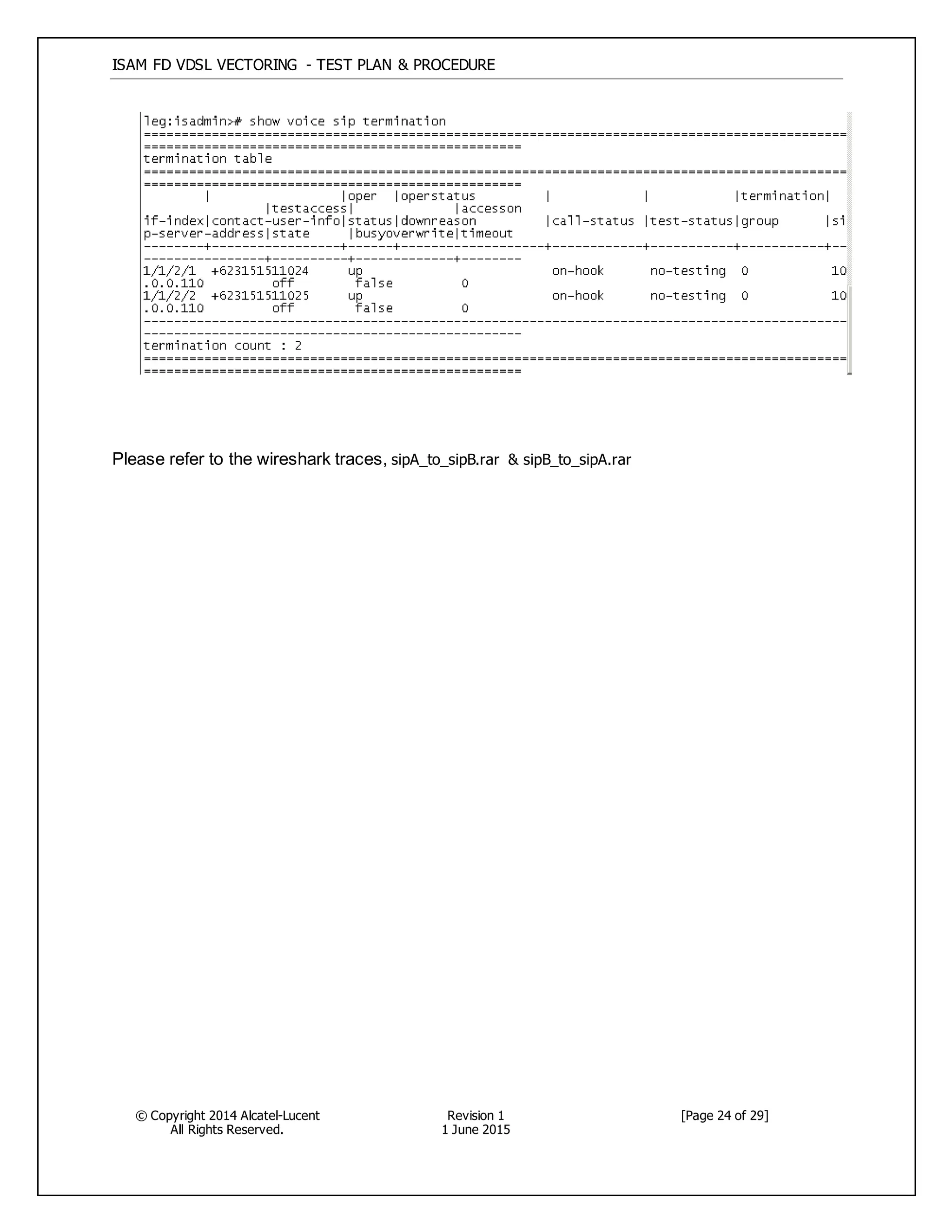 VDSL Vectoring TEST PT TELKOM ALCATEL LUCENT | DOCX