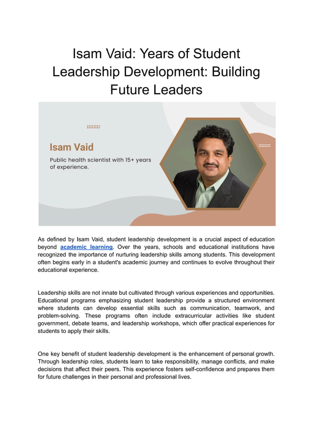 Isam Vaid_ Years of Student Leadership Development_ Building Future Leaders.pdf