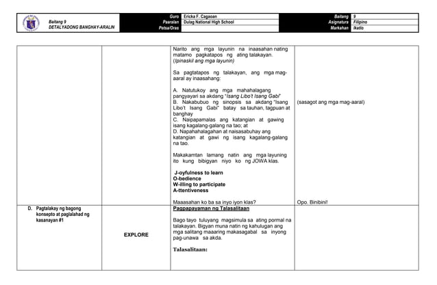 Isang Libo't Isang Gabi _DLP. o banghay aralin | DOCX