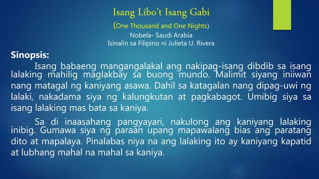 Isang libo’t isang gabi,grade 9 (aralin 3.5) | PPTX