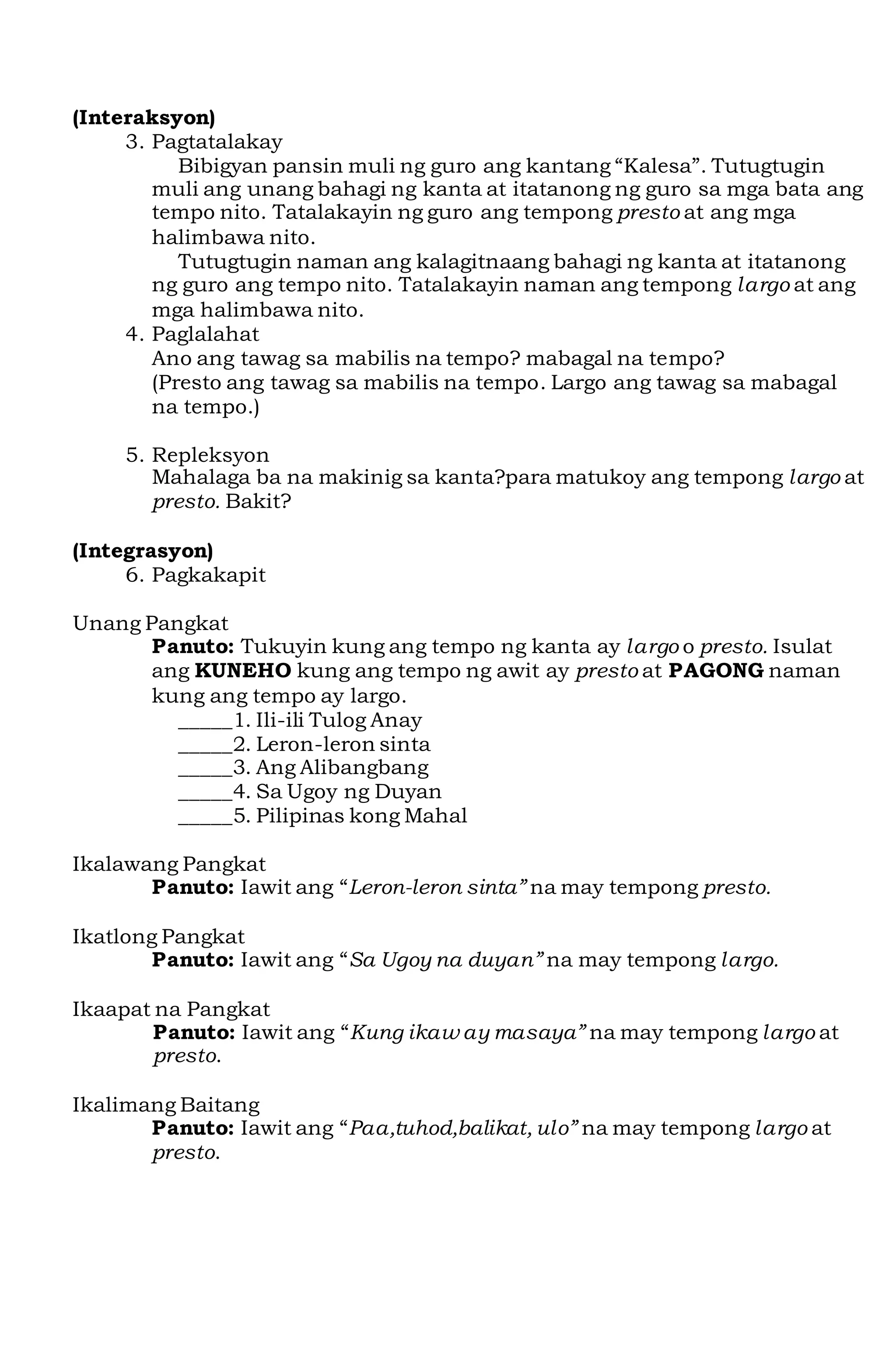 Isang masusing banghay aralin sa pagtuturo ng mapeh iv | DOCX