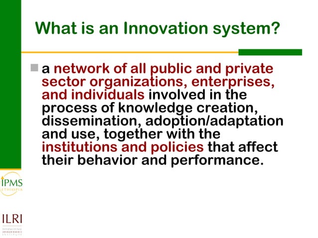 Innovation systems approach for agricultural transformation | PPT ...