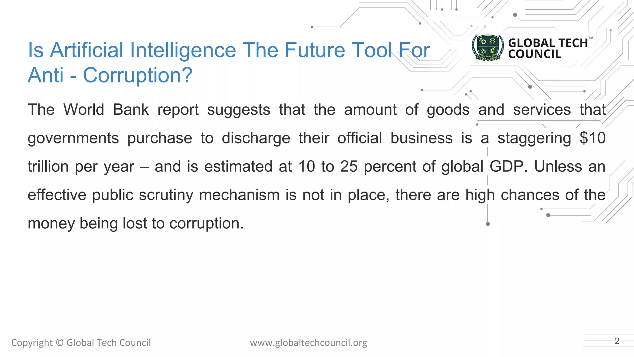 Is artificial intelligence the future tool for anti corruption | PPT