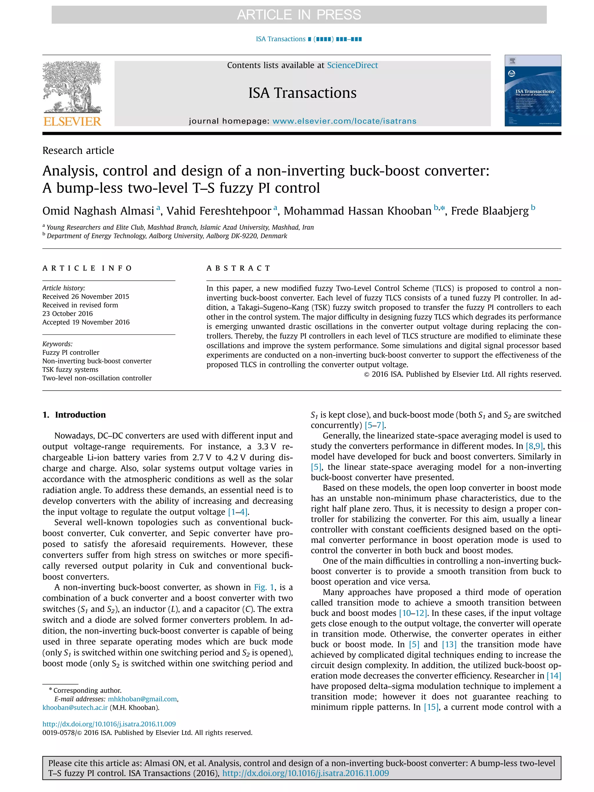 Analysis, control and design of a non-inverting buck-boost converter: A ...