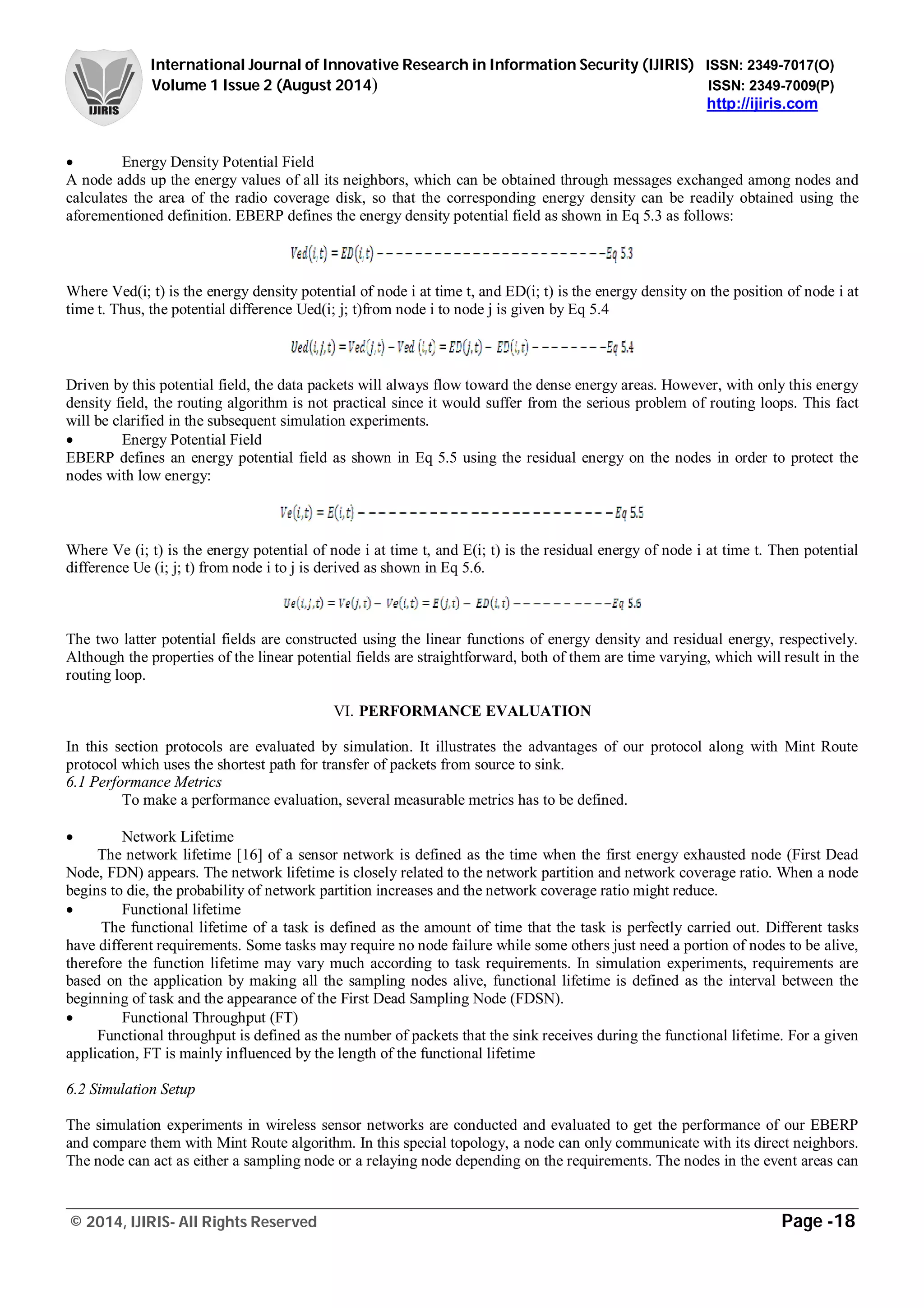 Enhancing Energy Efficiency In Wsn Using Energy Potential And Energy
