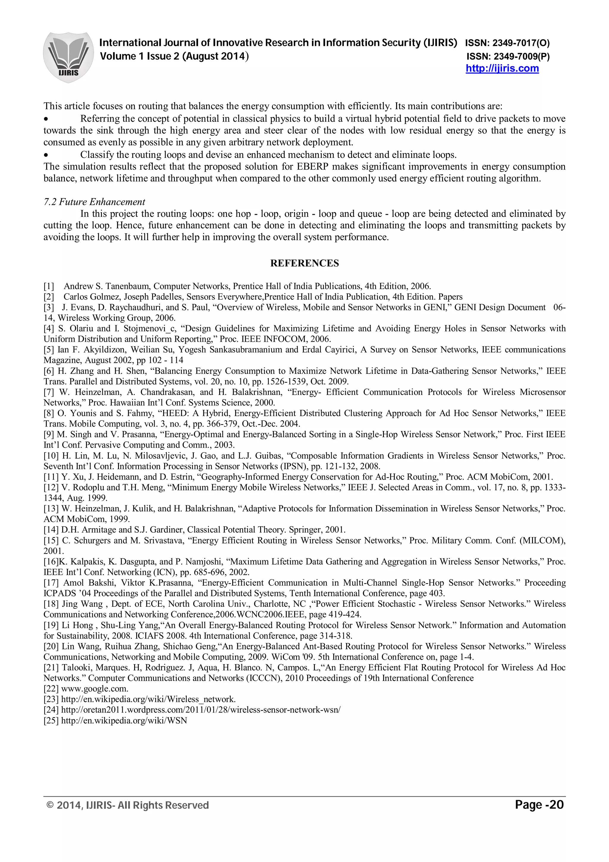 Enhancing Energy Efficiency In Wsn Using Energy Potential And Energy