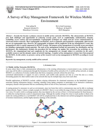 A Survey of Key Management Framework for Wireless Mobile Environment | PDF