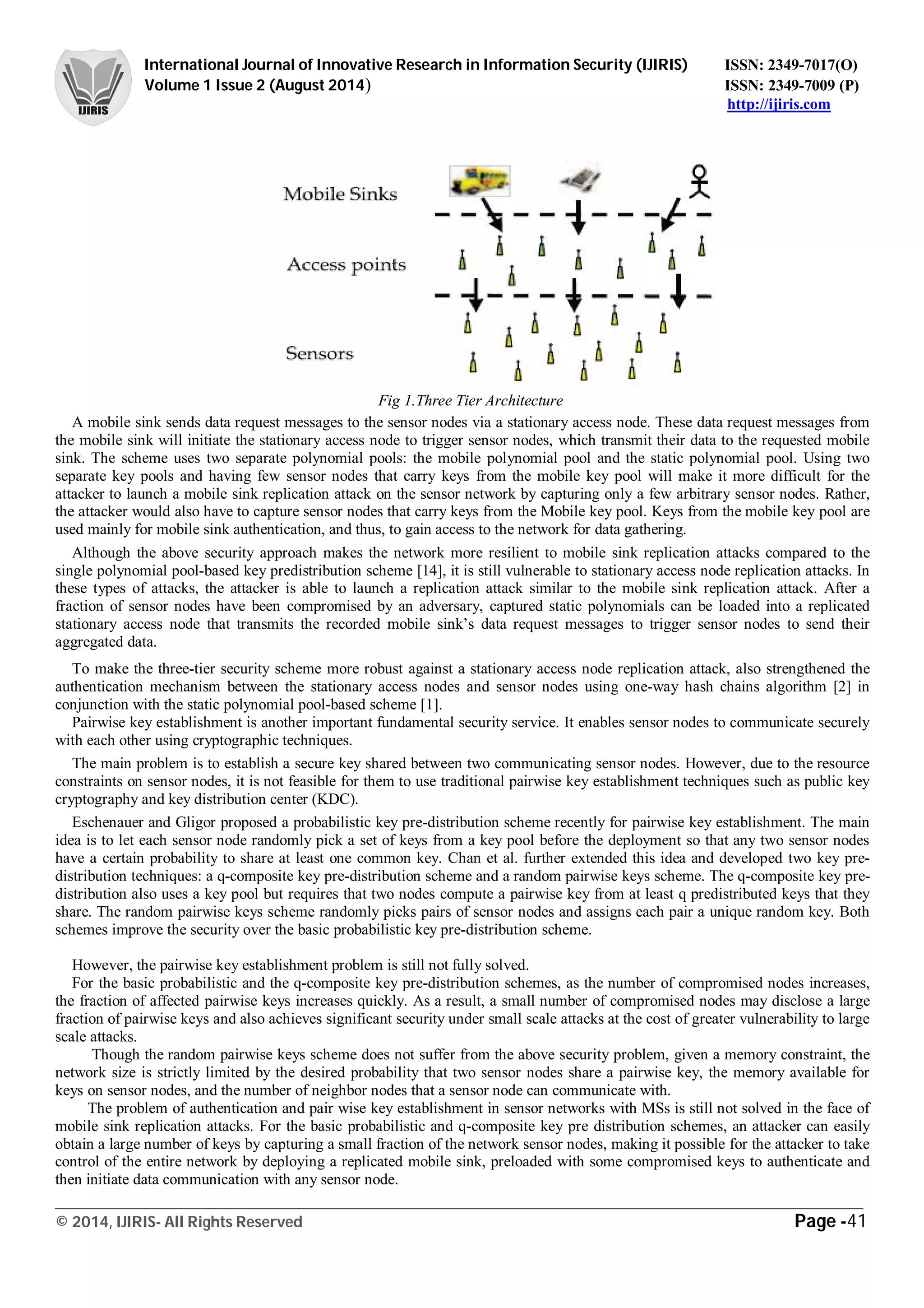 Enhancing the Security in WSN using Three Tier Security Architecture | PDF | Internet of Things ...