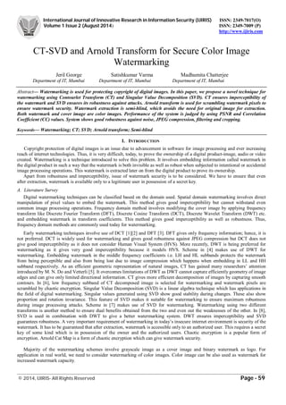 CT-SVD and Arnold Transform for Secure Color Image Watermarking | PDF | Web Development | Internet