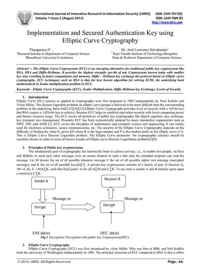 Implementation And Secured Authentication Key Using Elliptic Curve