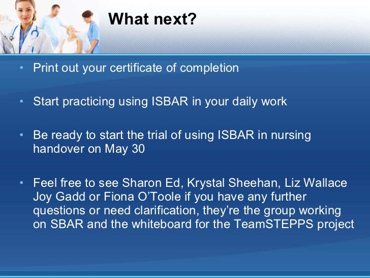 ISBAR a better way to communicate