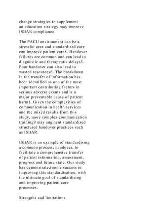 ISBARR The purpose of this project is to practice formulat.docx