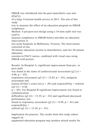 ISBARR The purpose of this project is to practice formulat.docx