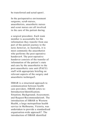 ISBARR The purpose of this project is to practice formulat.docx