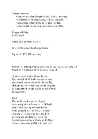ISBARR The purpose of this project is to practice formulat.docx