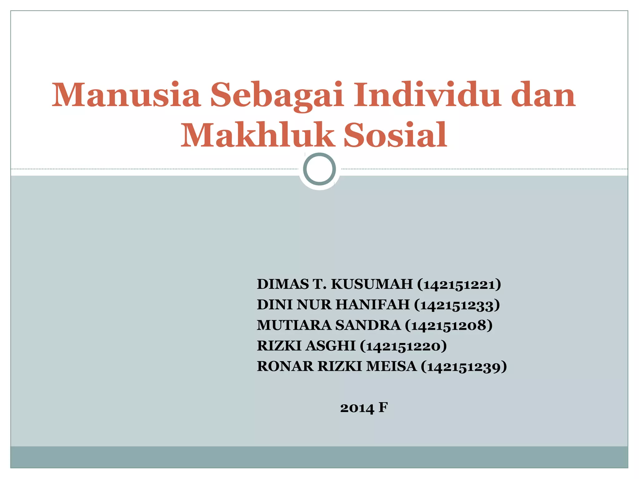 Isbd manusia sebagai makhluk individu dan sosial | PPT