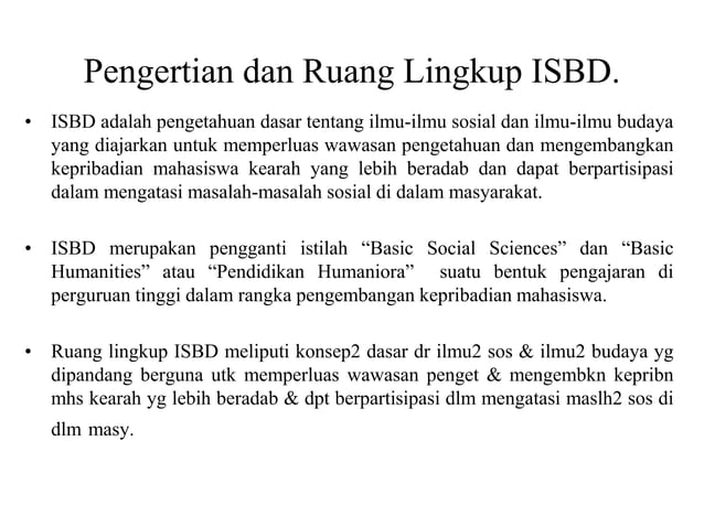 Ruang Lingkup Ilmu Sosial dan Budaya Dasar (ISBD)! | PPT