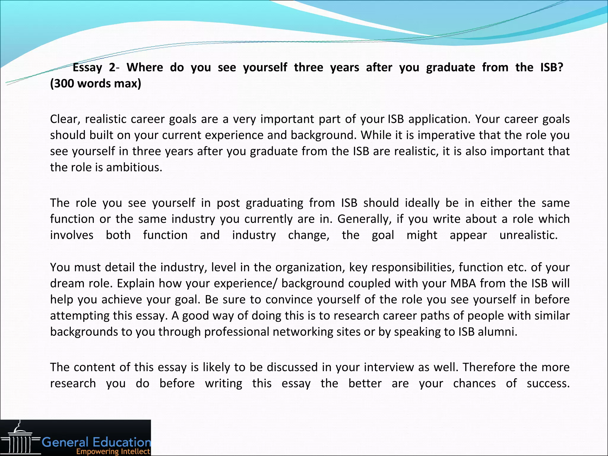 General Education- ISB Application Strategy | PPT