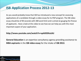 General Education- ISB Application Strategy | PPT