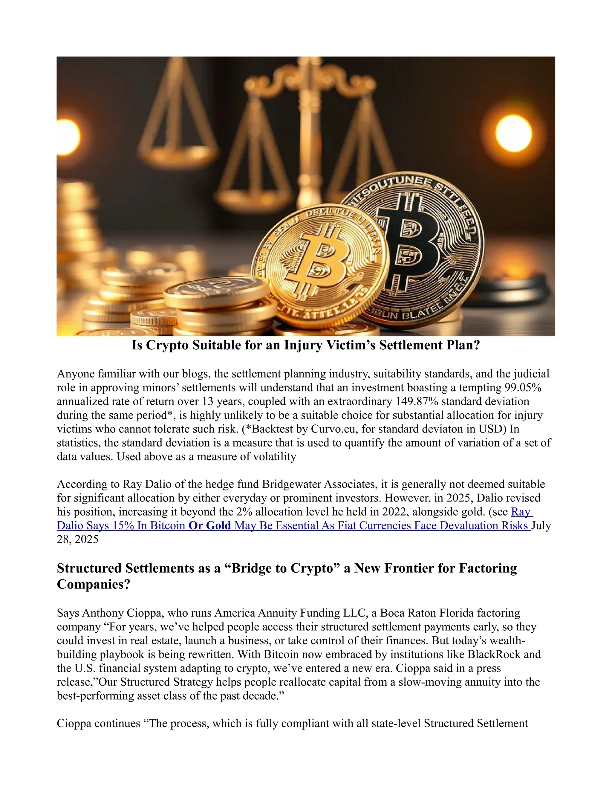 Is Bitcoin Suitable for an Injury Victims Settlement Plan? | PDF