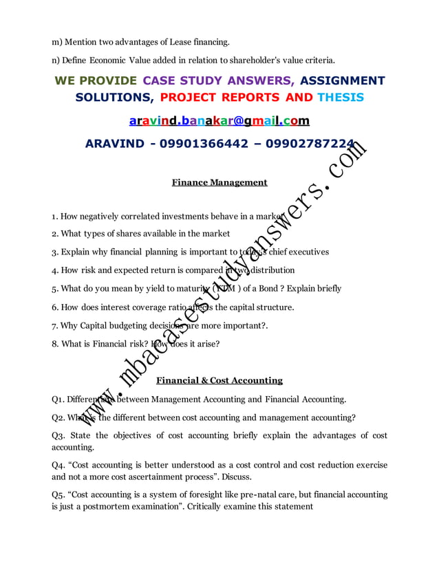 Isbm mba case study answer sheets. emba bms dms 9902787224 - 9901366442 | PDF