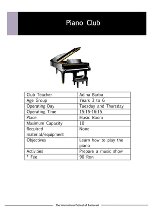 ISB Primary Clubs Booklet | PDF