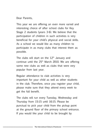 ISB Primary Clubs Booklet | PDF