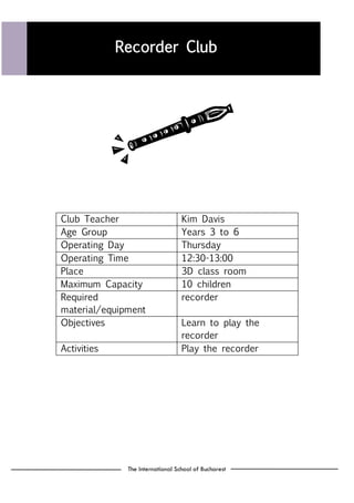 ISB Primary Clubs Booklet | PDF