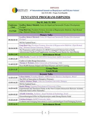 Tentative Program-4Th Polymers Event2026 | PDF