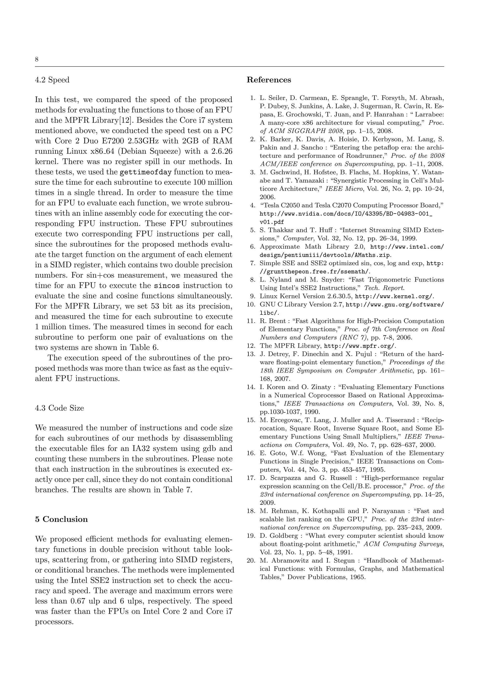 Paper Efficient Evaluation Methods Of Elementary Functions Suitable For Simd Computation Pdf