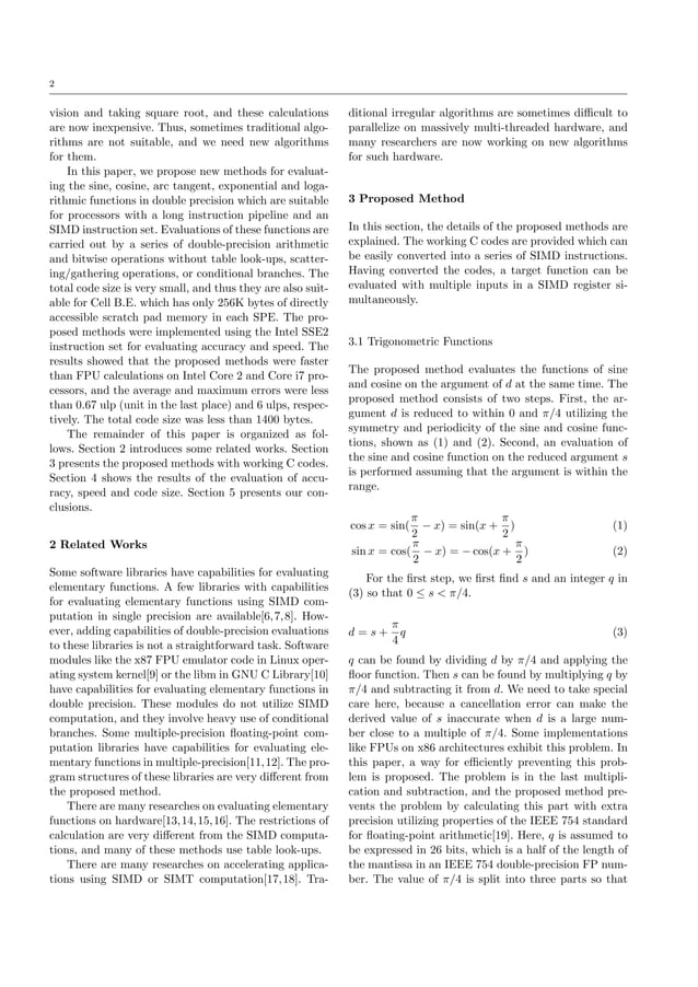 Paper Efficient Evaluation Methods Of Elementary Functions Suitable For Simd Computation Pdf