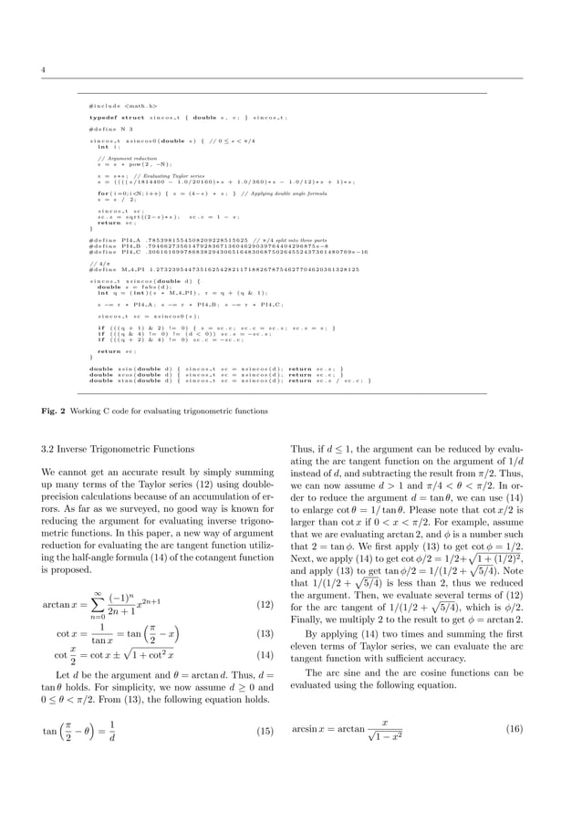 Paper Efficient Evaluation Methods Of Elementary Functions Suitable For Simd Computation Pdf