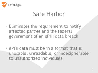 Unsafe Harbor - Tailoring Encryption to Meet HIPAA and Safe Harbor | PDF