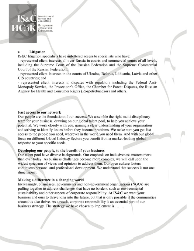 Isc Company Profile 2010 | PDF | Legal Services Industry | Industries