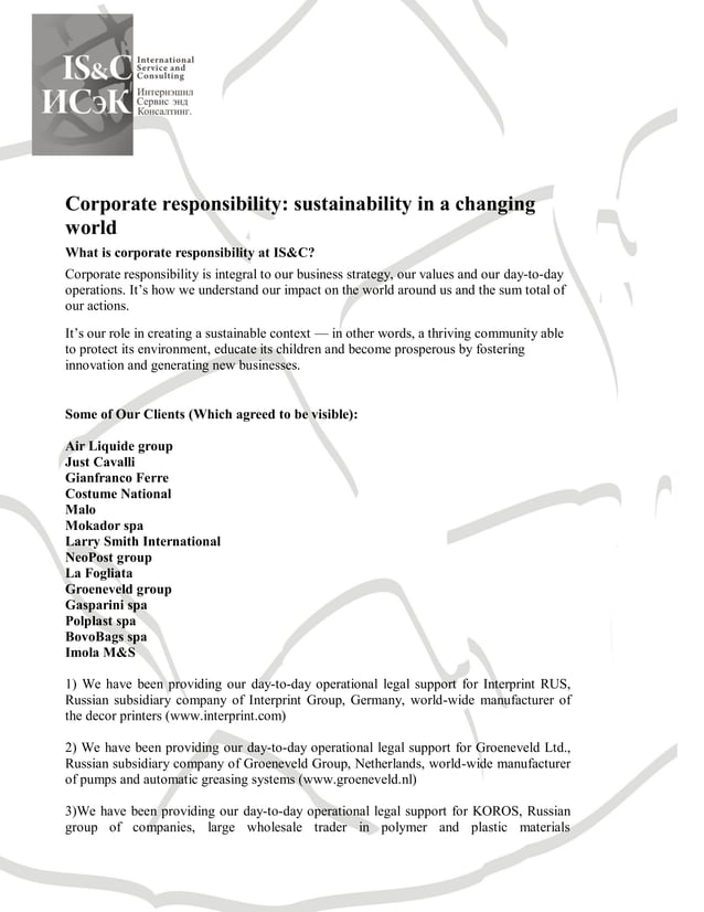 Isc Company Profile 2010 | PDF | Legal Services Industry | Industries