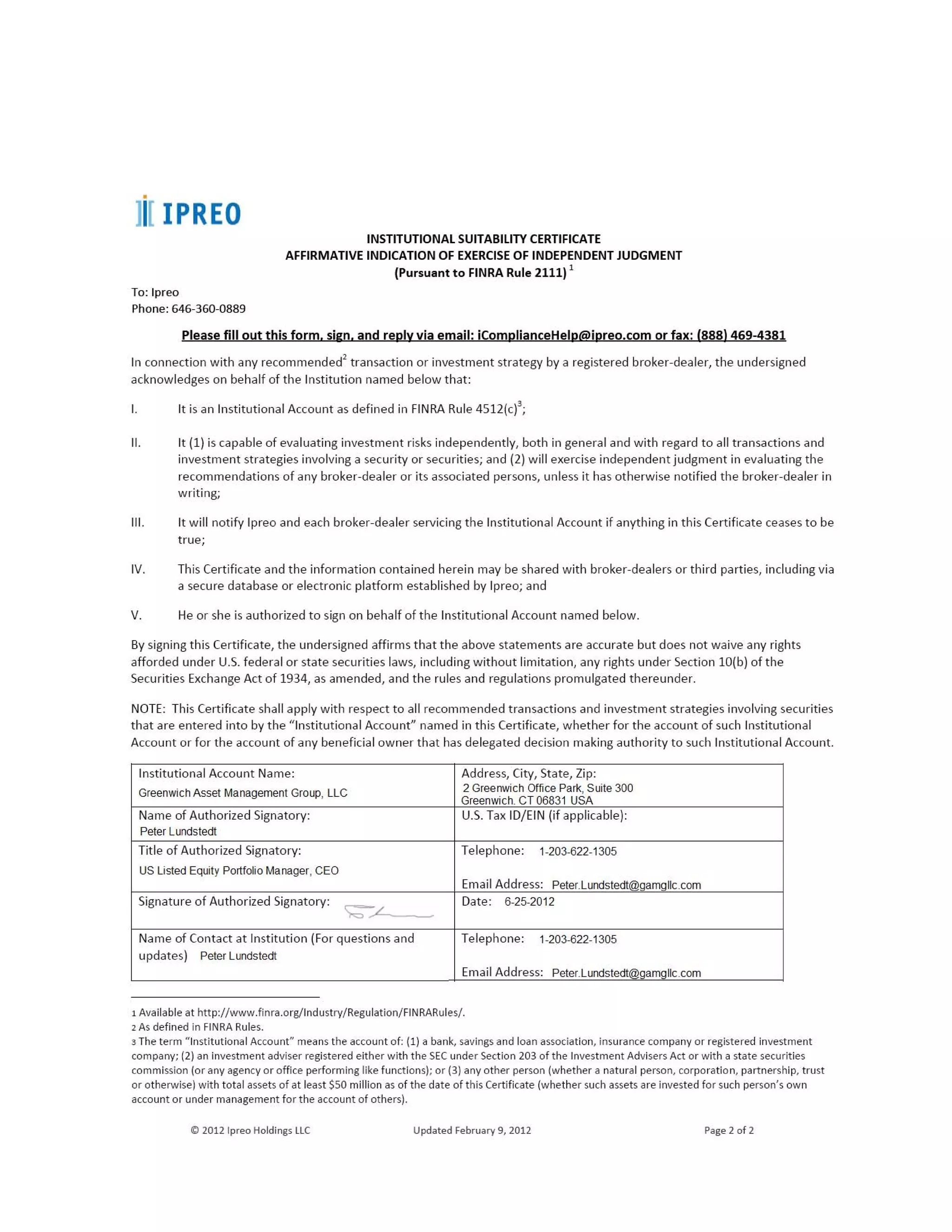 Institutional Suitability Certificate | PDF