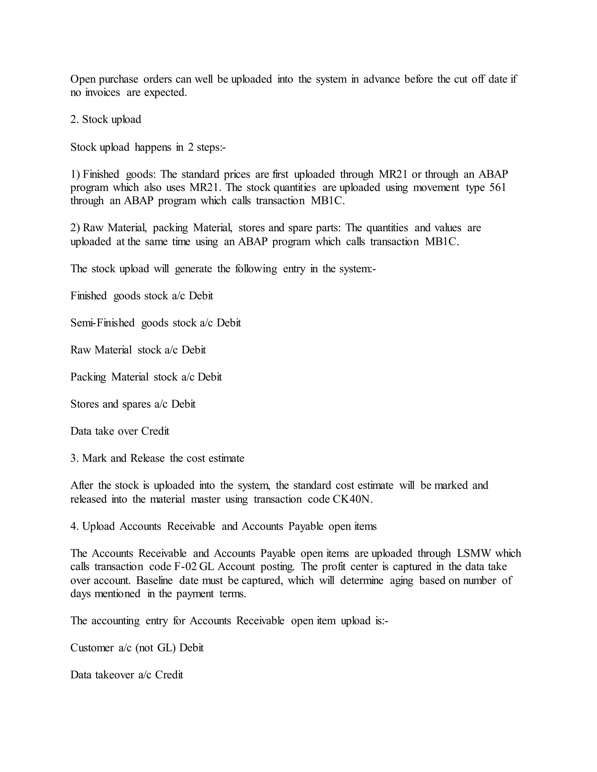 Cutover strategy in sap fico | DOCX