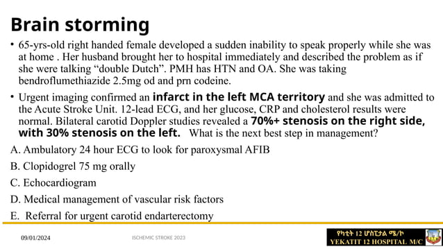 Approach to management ISCHEAMIC STROKE 2023.pptx | Heart and Cardiovascular Diseases | Diseases ...