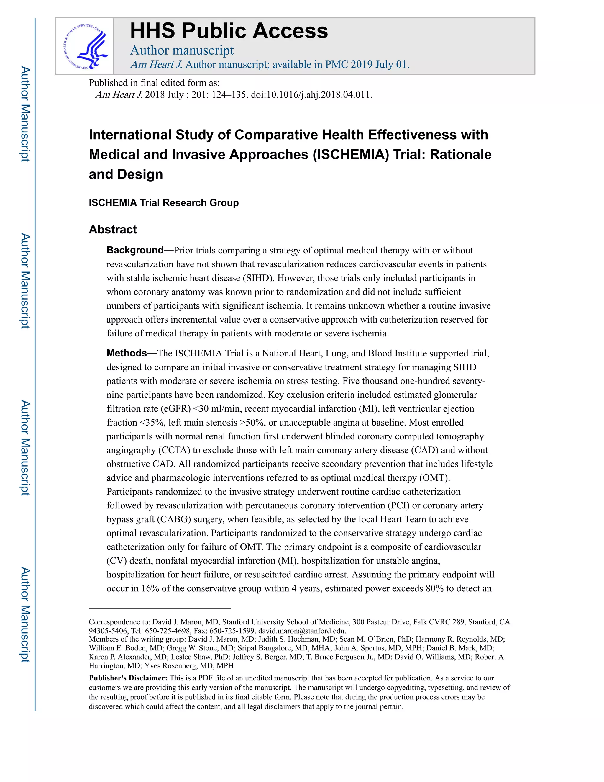 International Study of Comparative Health Effectiveness with Medical ...