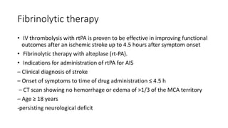 Ischaemic stroke pathogenesis and treatment | PPTX