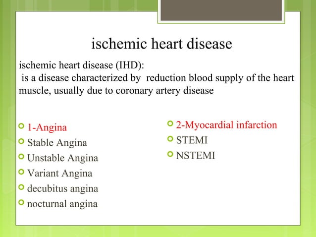 Ischemic heart disease | PPT | Heart and Cardiovascular Diseases ...