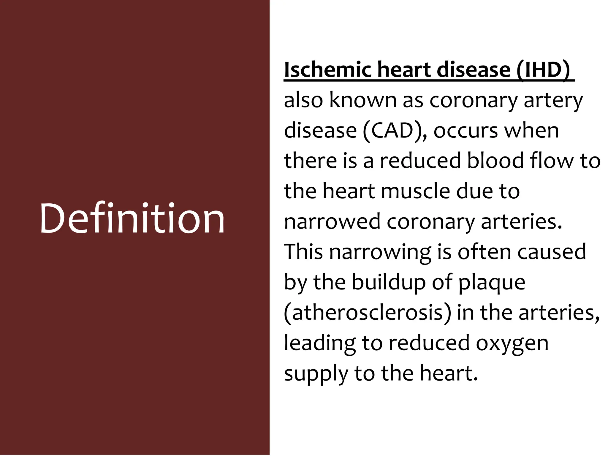 Ischemic heart disease (IHD) pathophysiology , types , its causes and ...