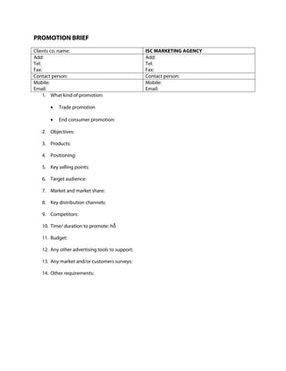 ISC Marketing - Promotion Brief | PDF