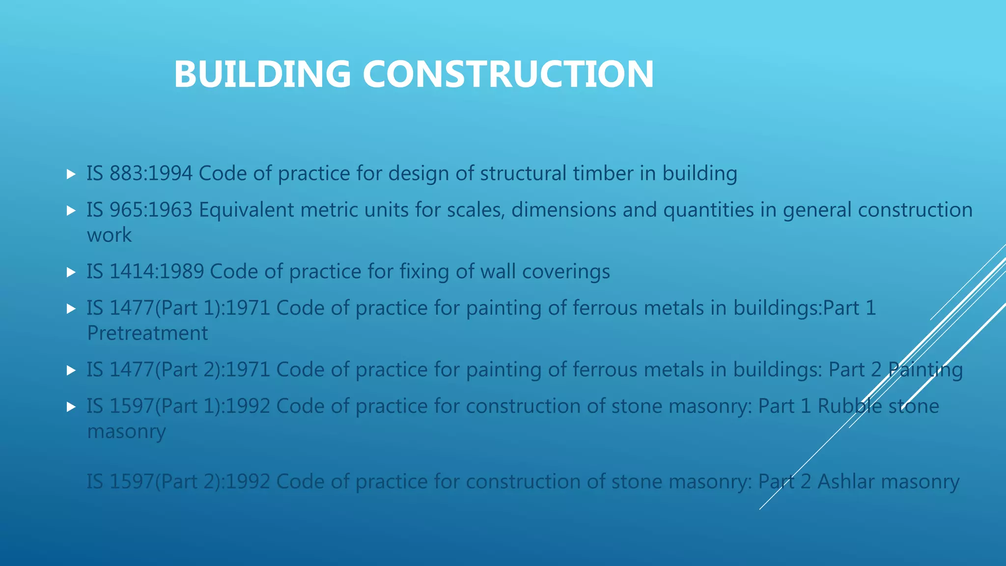 IS CODE LIST FOR CIVIL ENGINEERS -1 | PPTX